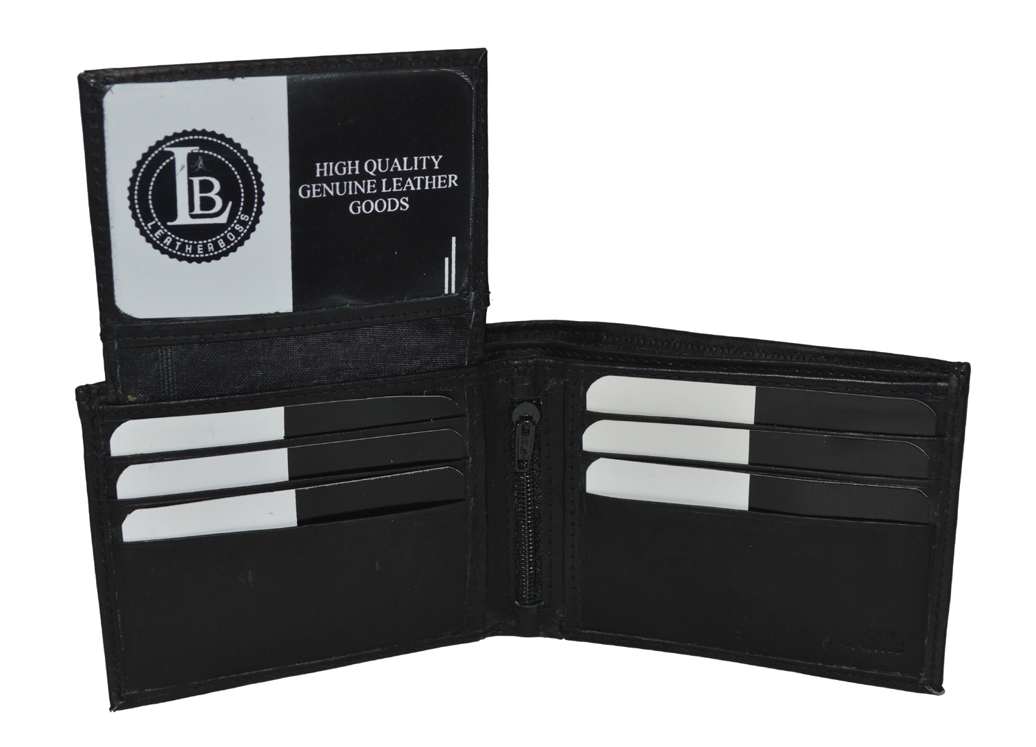 Leatherboss Genuine Leather Men Slim and Compact Credit Card Bifold ...