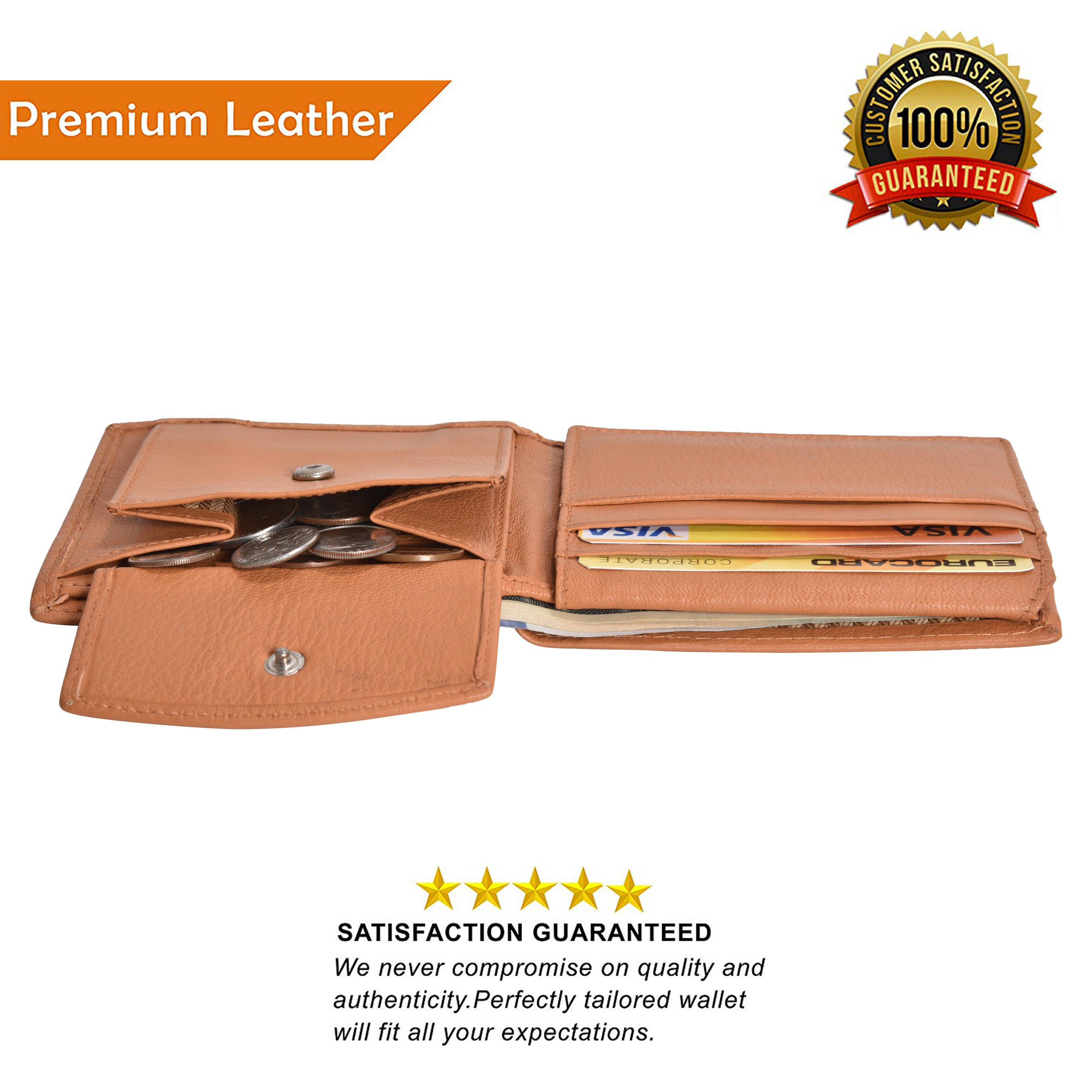 Leatherboss Genuine Leather Men Wallet Trifold with Outside Window ...