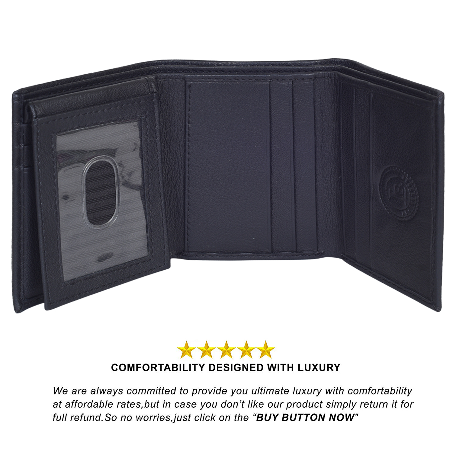 Leatherboss Genuine Leather Wallet Trifold with Pullout ID - Leatherboss