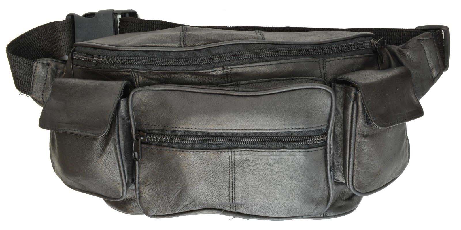 Large Leather Waist Fanny Pack Belt Bag Travel Hip Purse Mens Women ...
